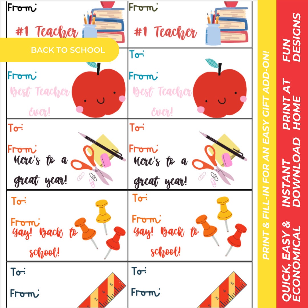 Teacher Gift Tags – Printable (digital Download) - Etsy