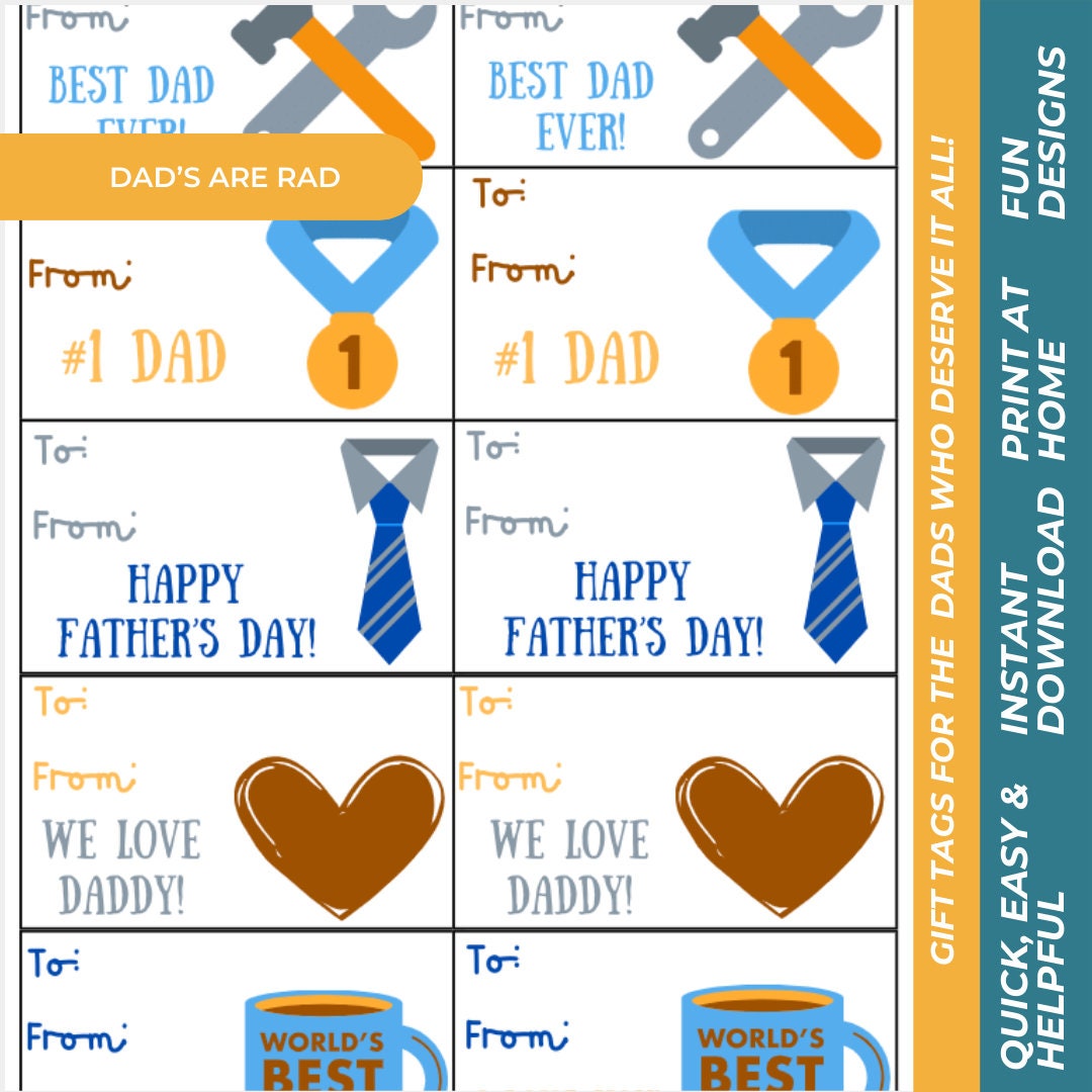 Gift Tags for Father's Day Gifts, Dad's Day Gifts, Men's Gifts 1 Page ...