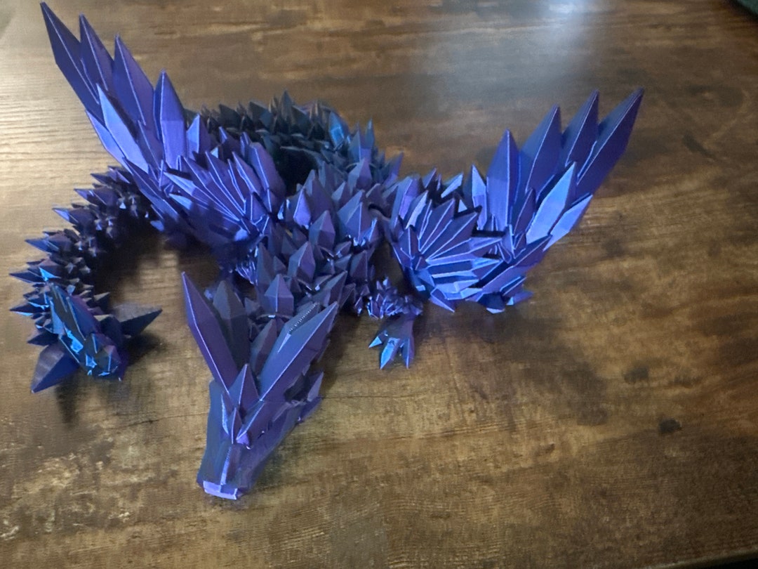 Articulating 3D Printed Winged Crystal Dragon by CINDERWING - Etsy