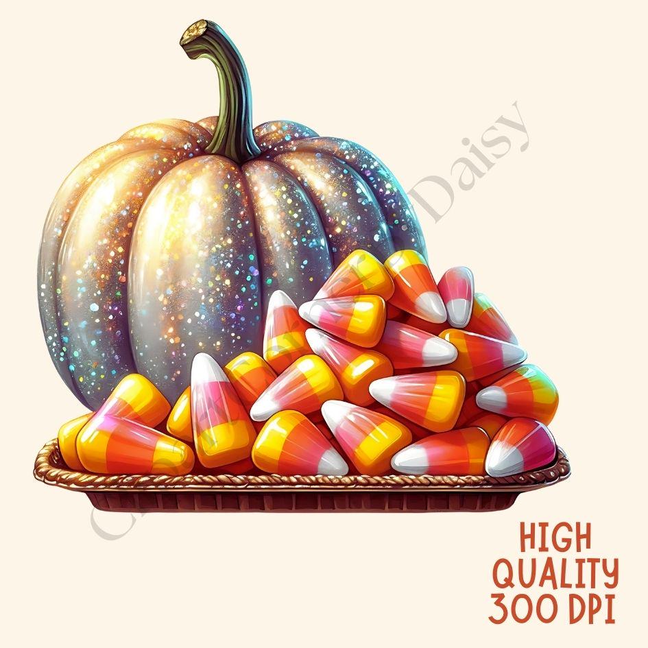 Cute Ghost Pumpkin Candy Corn Clipart, Halloween PNG Bundle, Watercolor ...