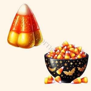 Cute Ghost Pumpkin Candy Corn Clipart, Halloween PNG Bundle, Watercolor ...