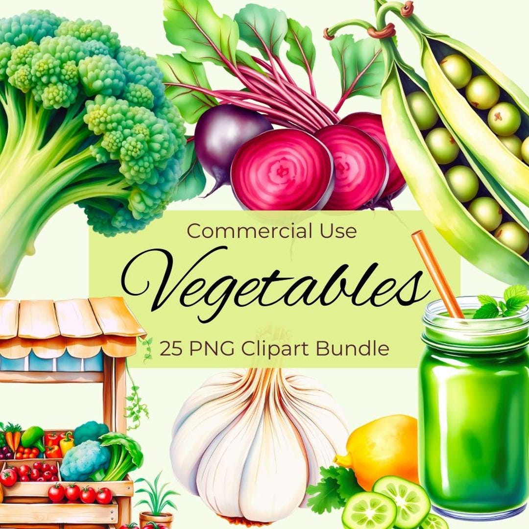 25 Vegetable Clipart, Veggies Food Clip Art, Watercolor Vegetables PNG ...