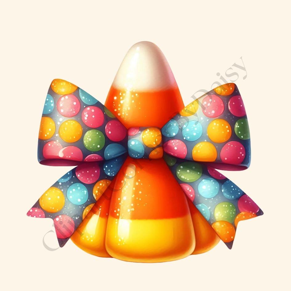Cute Bow Candy Corn Clipart PNG Bundle, Halloween Sweets Food Clip Art ...