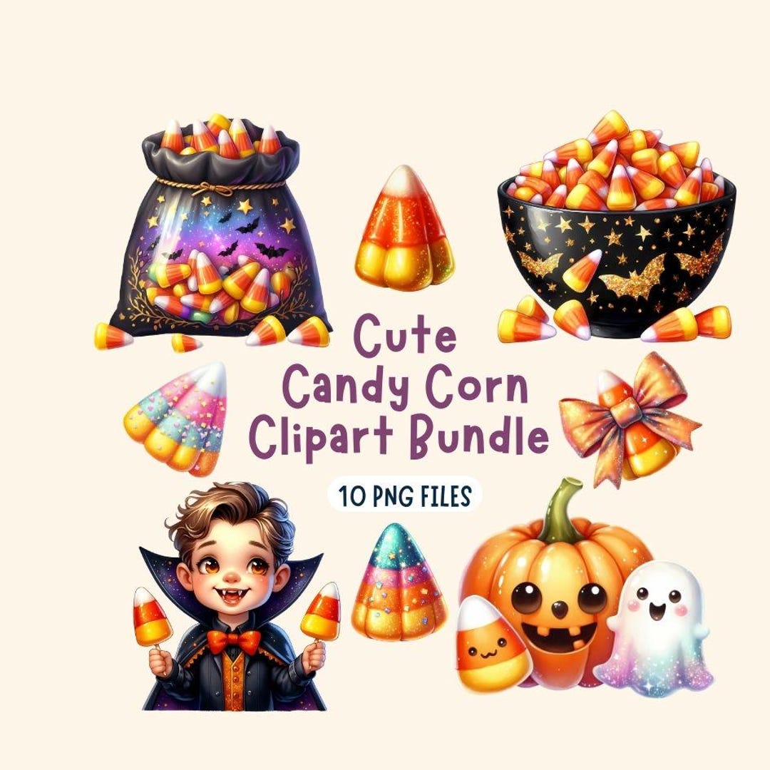 Cute Ghost Pumpkin Candy Corn Clipart, Halloween PNG Bundle, Watercolor ...