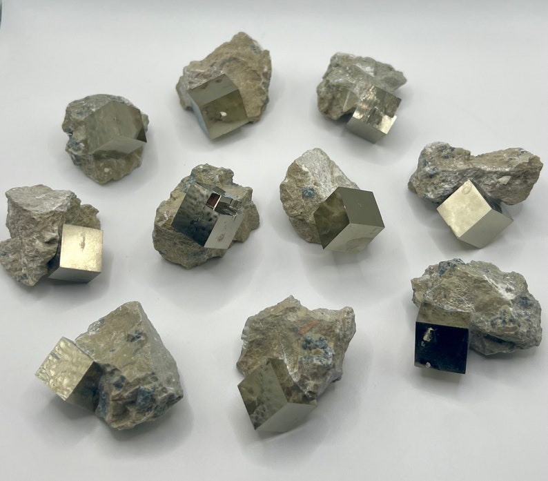 Pyrite Cube on Matrix From Spain, Natural Unpolished Pyrite Cubes Rocks ...