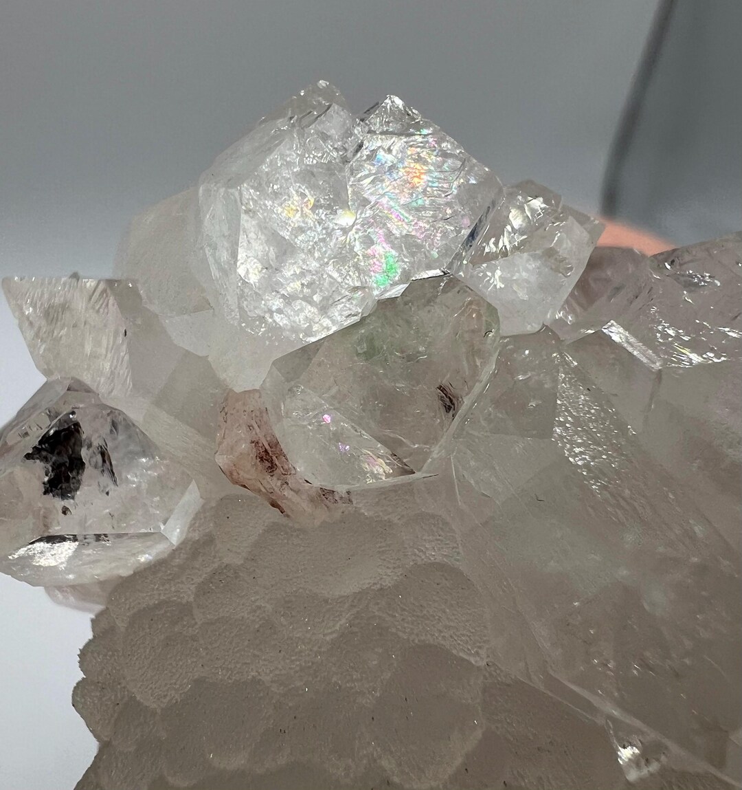 Apophyllite Stalactite With Peach Stilbite and Rainbows From Jalgon ...