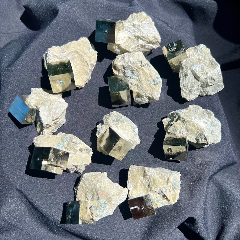Pyrite Cube on Matrix From Spain, Natural Unpolished Pyrite Cubes Rocks ...