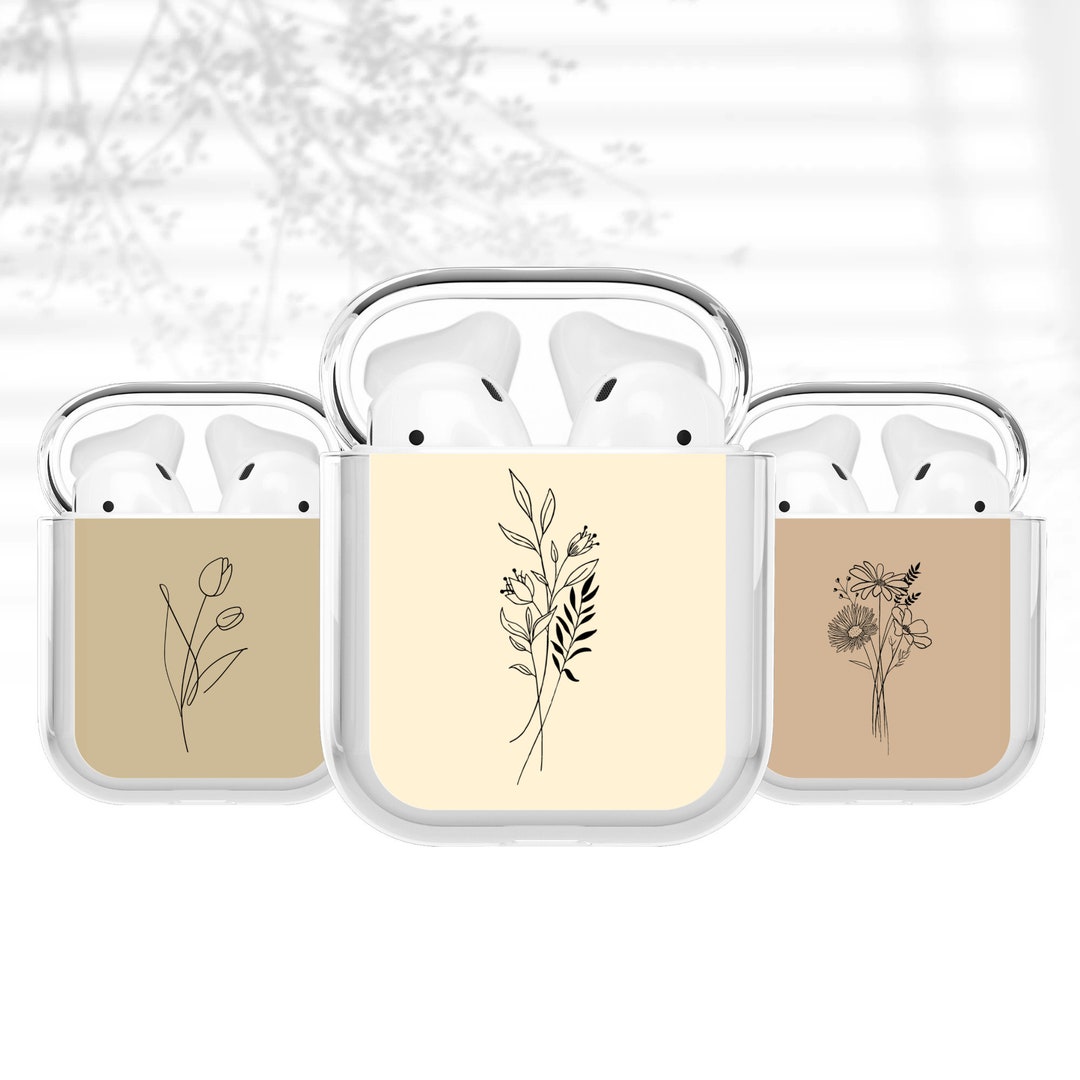 Minimalistic Flower Design Earbuds Case Elegant Protective Cover for ...