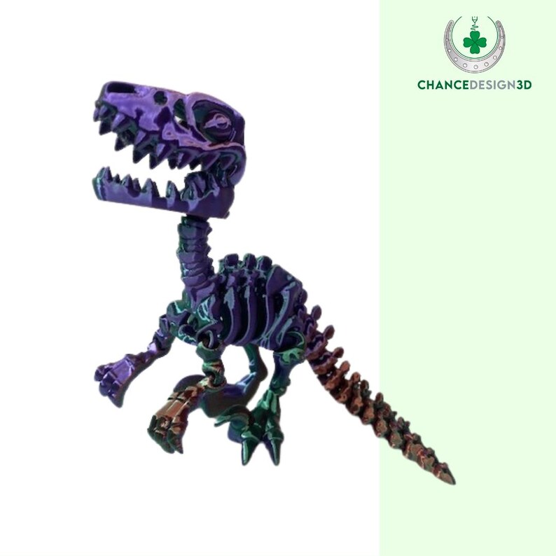 Raptor Dinosaur Skeleton - 3D Printed Sensory or Fidget Toy - Dinosaur ...