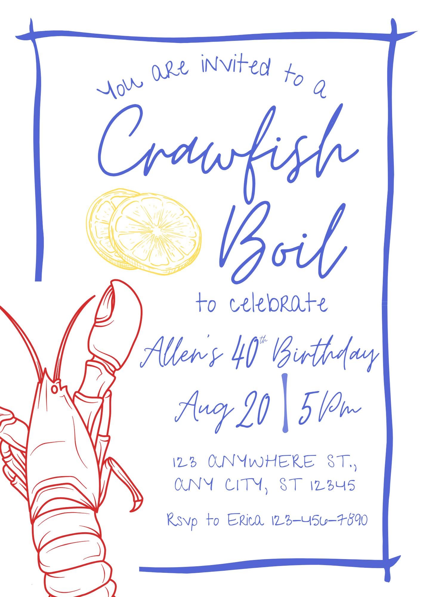 Crawfish Boil Invitation | Crawfish Theme Birthday Invite - Etsy