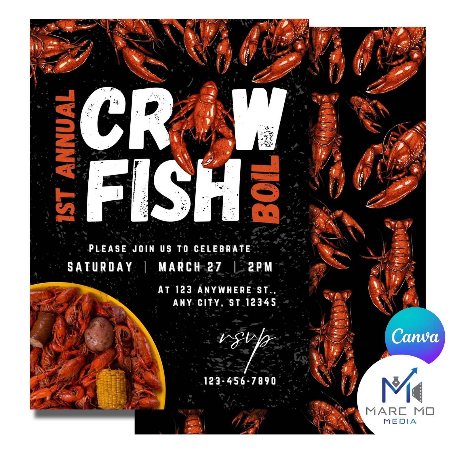 Crawfish Boil Invitation | Crawfish Theme Invite - Etsy