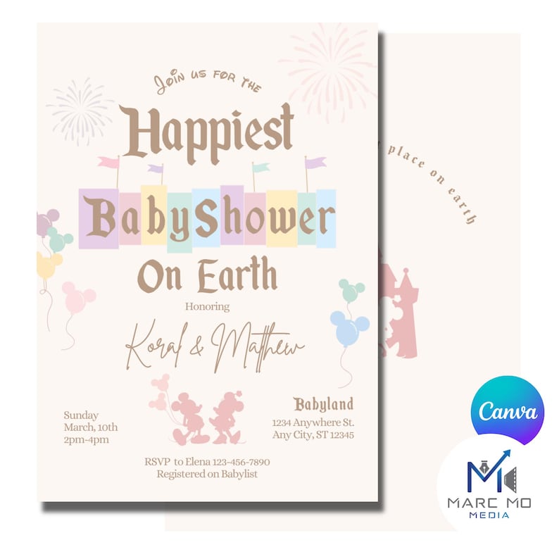 Disney Baby Shower Invite | Happiest Baby Shower on Earth - Etsy
