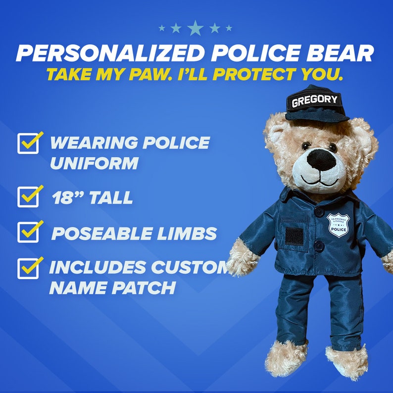 Personalized Police Teddy Bear - Etsy