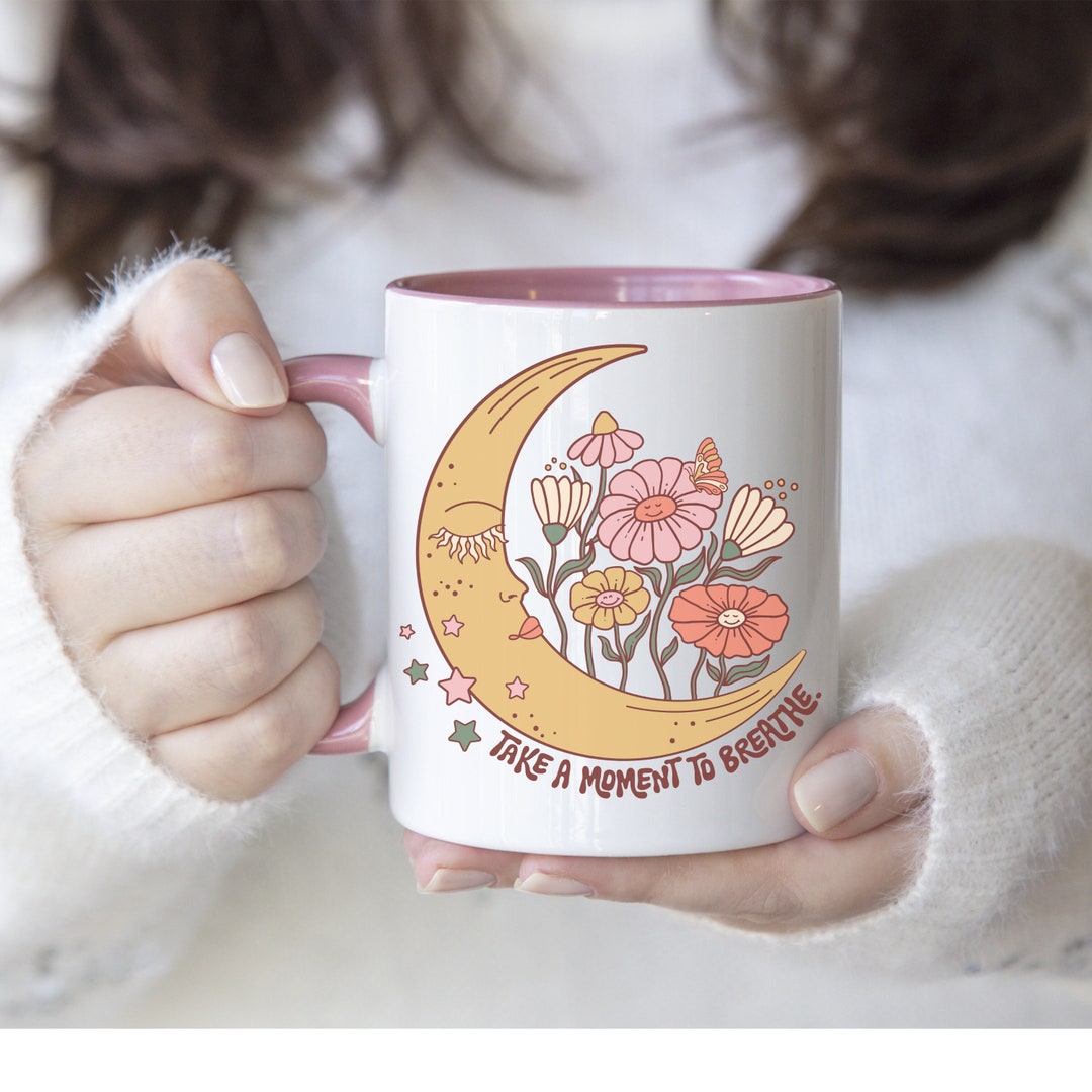 Self Care Mug Boho Self Love Mugs Wildflower Celestial Moon Mug ...