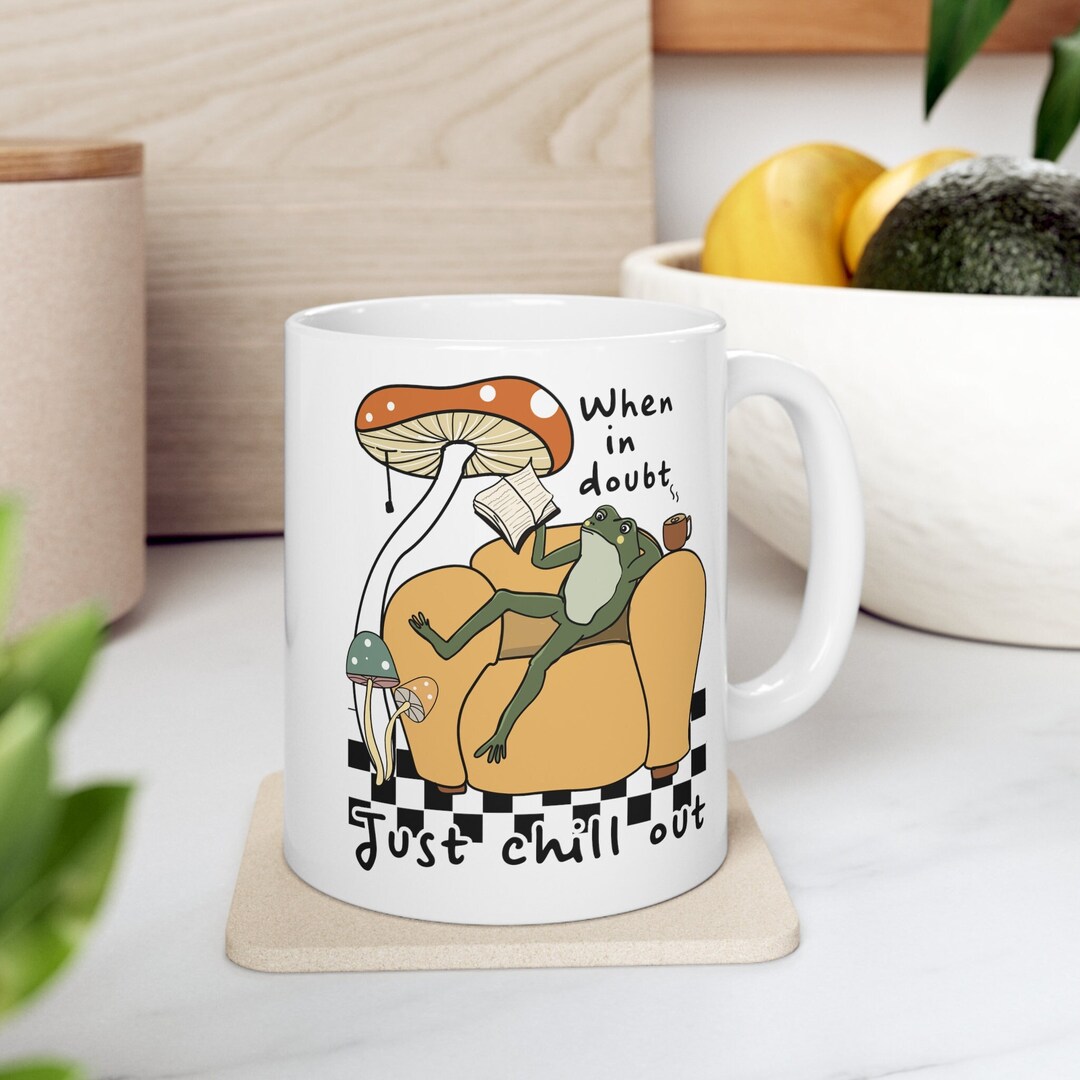 Funny Frog Coffee Mug Cottagecore Mushroom Mug Self Care Mental Health ...