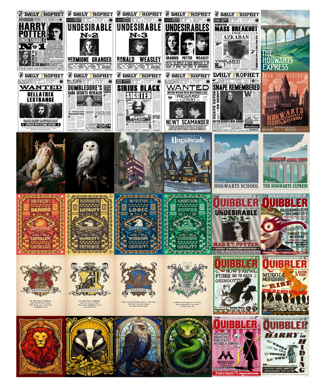 Set of 36 Remastered Printable Daily Newspaper Pages, Wizard and Witch ...