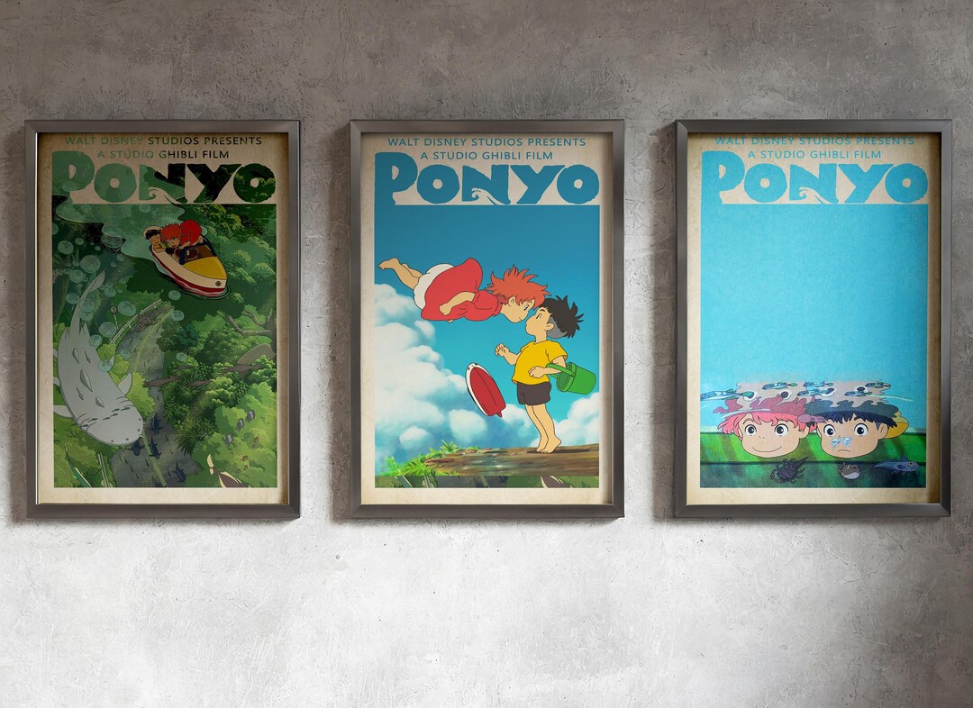3er Set Ponyo Poster Studio Ghibli Druck, Studio Ghibli Poster, Ponyo ...