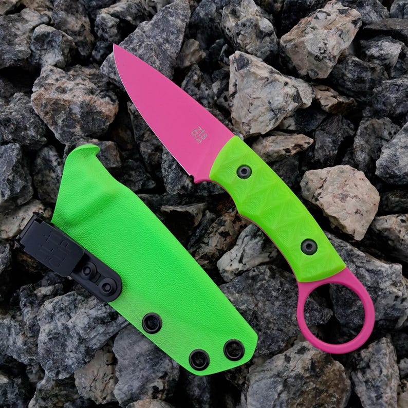 EDC Tactical Ring Knife Fixed Blade Handmade Micarta Handle Kydex ...