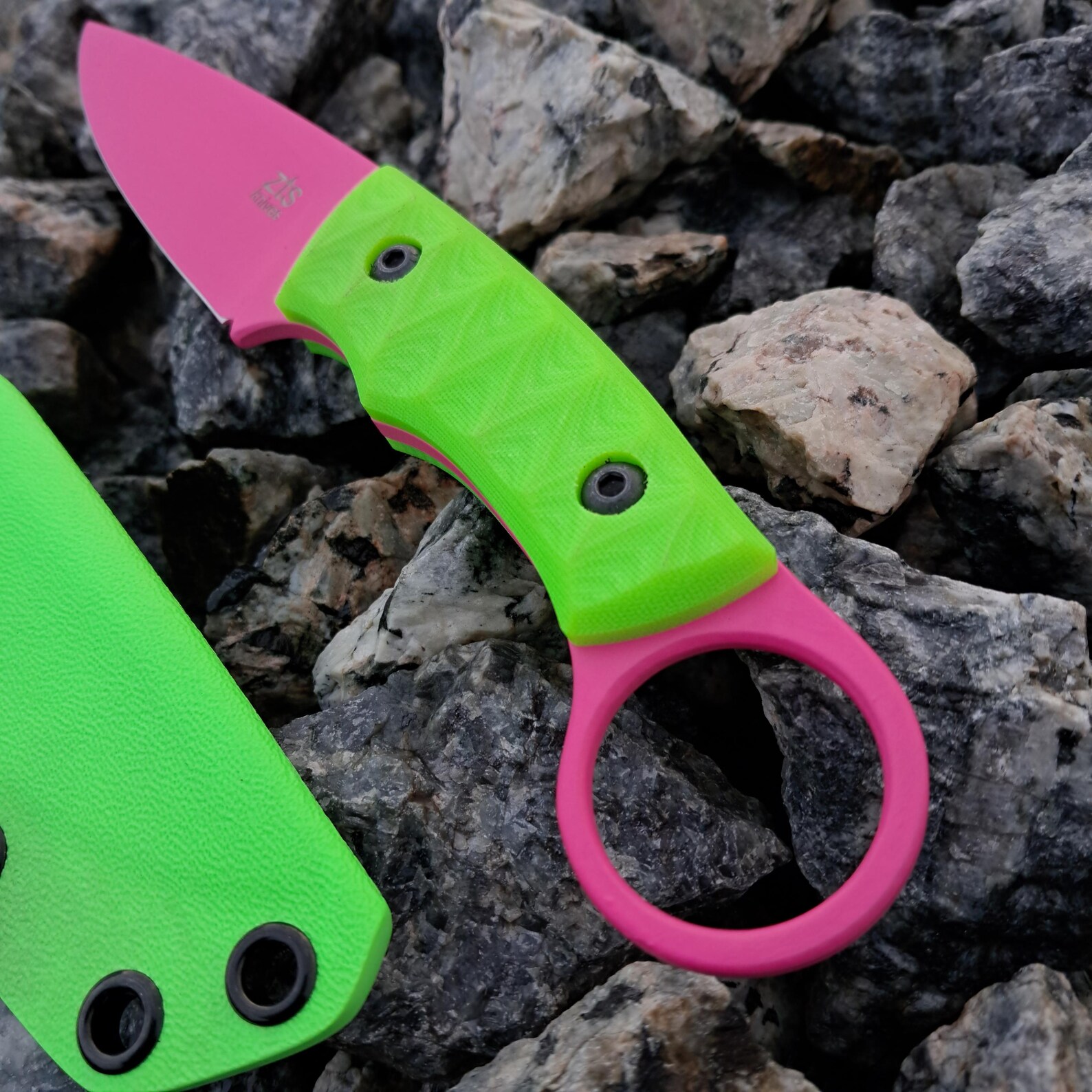 EDC Tactical Ring Knife Fixed Blade Handmade Micarta Handle Kydex ...