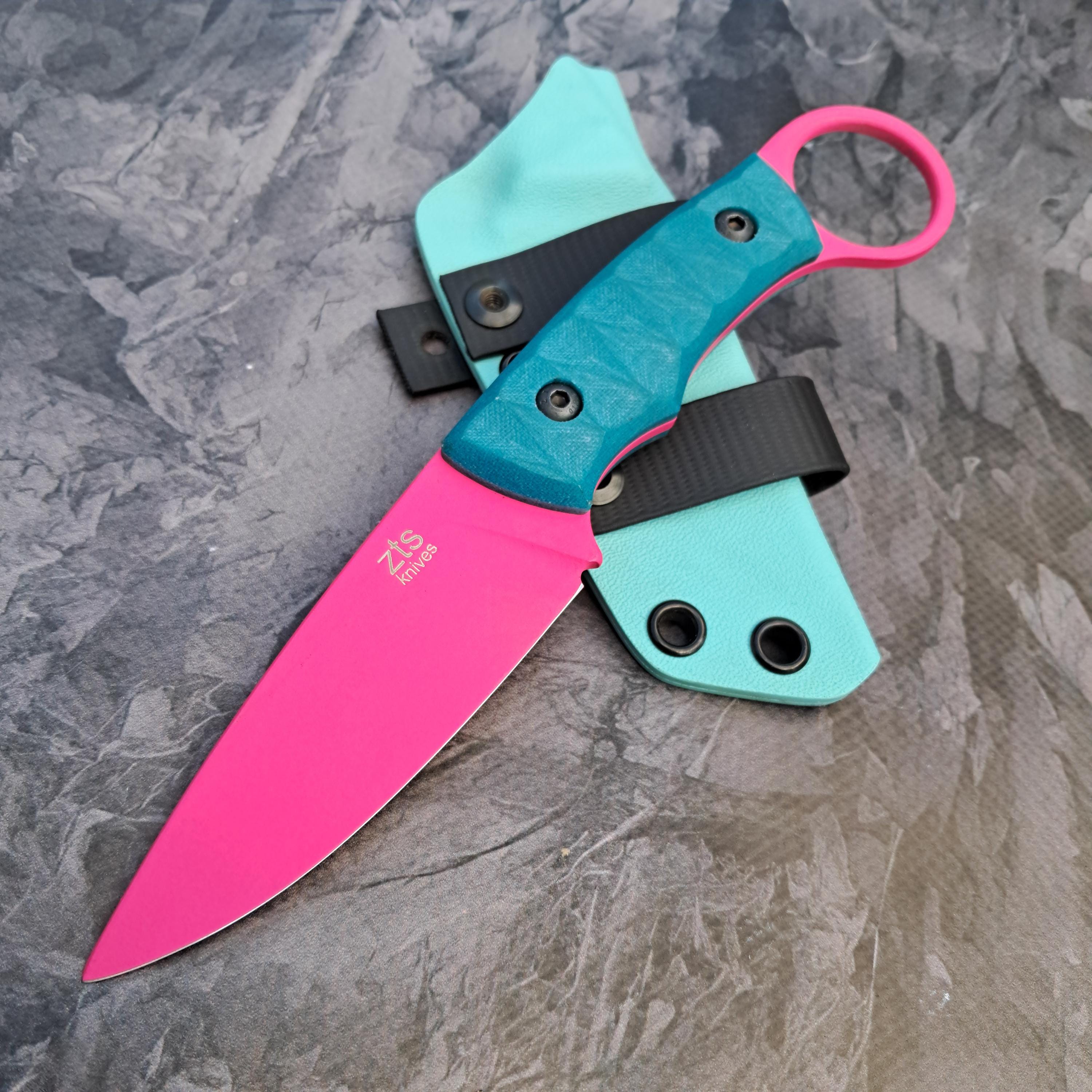 EDC Tactical Ring Knife Fixed Blade Handmade Micarta Handle Kydex ...