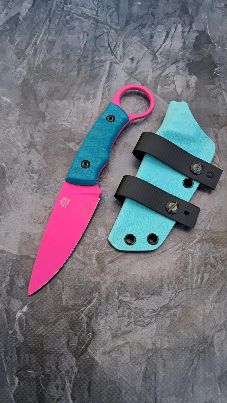 EDC Tactical Ring Knife Fixed Blade Handmade Micarta Handle Kydex ...