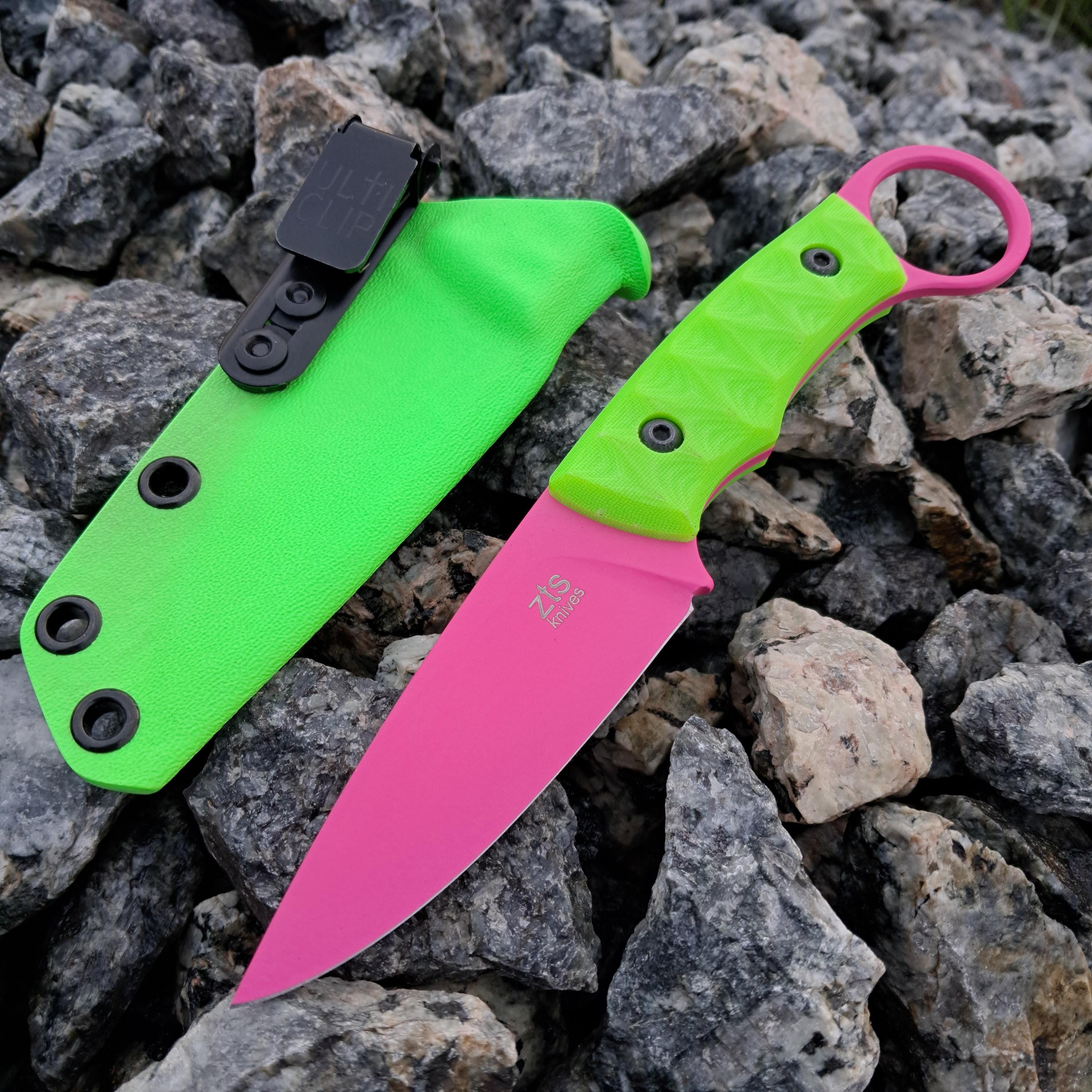 EDC Tactical Ring Knife Fixed Blade Handmade Micarta Handle Kydex ...