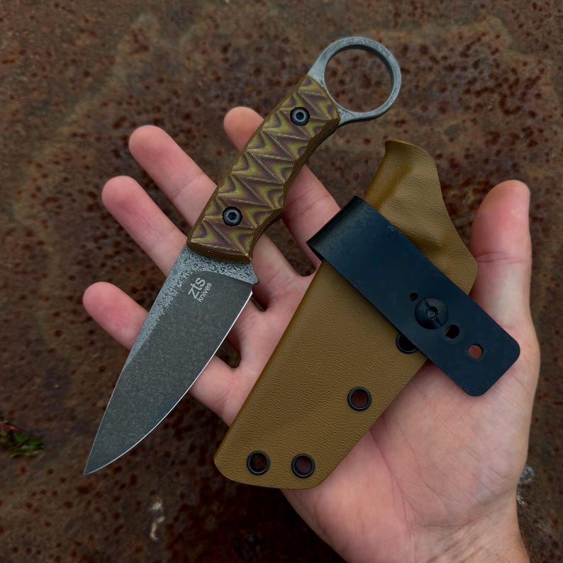 Handmade D2 Steel Ring Knife: Micarta Handle, Kydex Sheath - Etsy