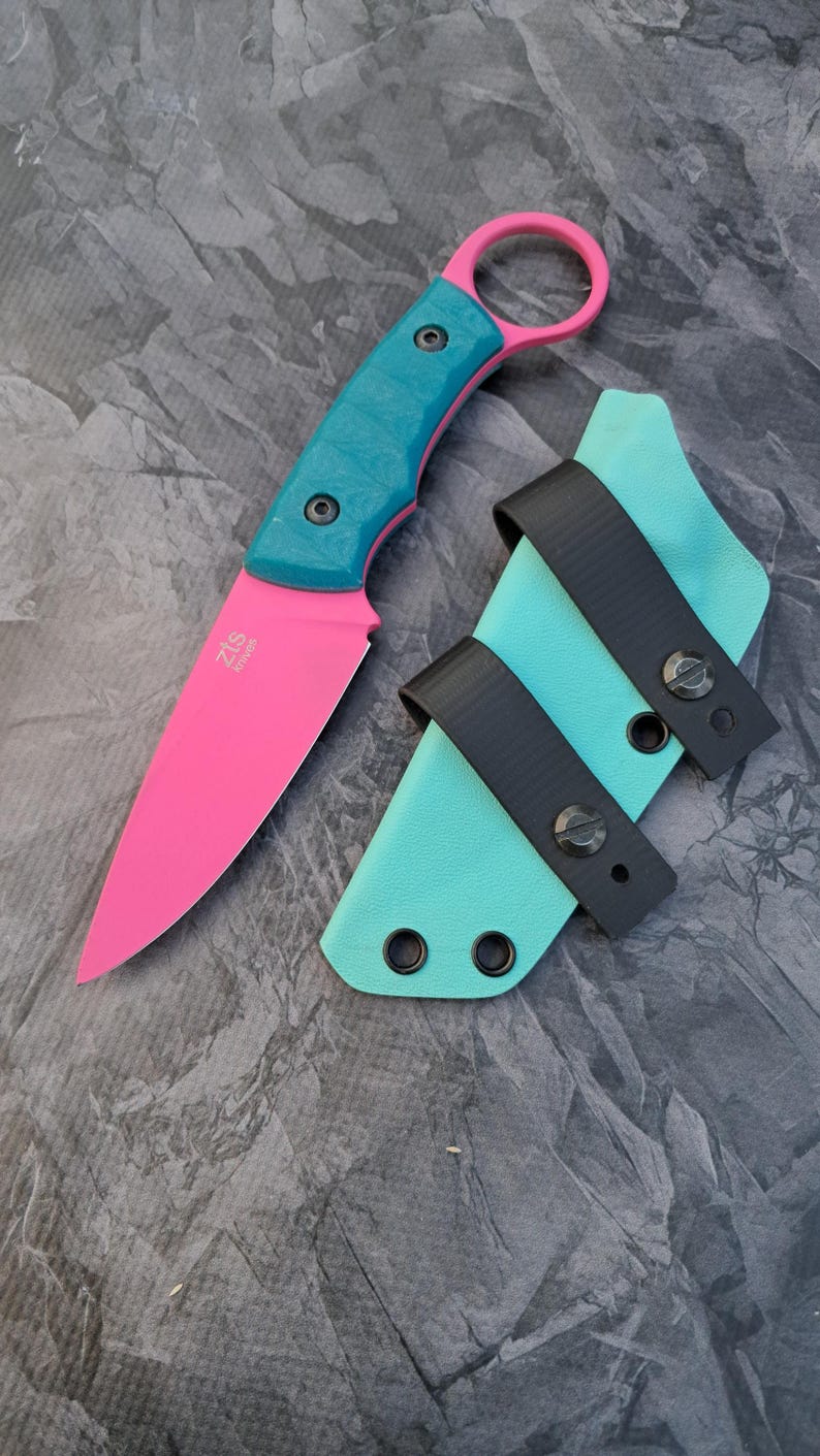 EDC Tactical Ring Knife Fixed Blade Handmade Micarta Handle Kydex ...