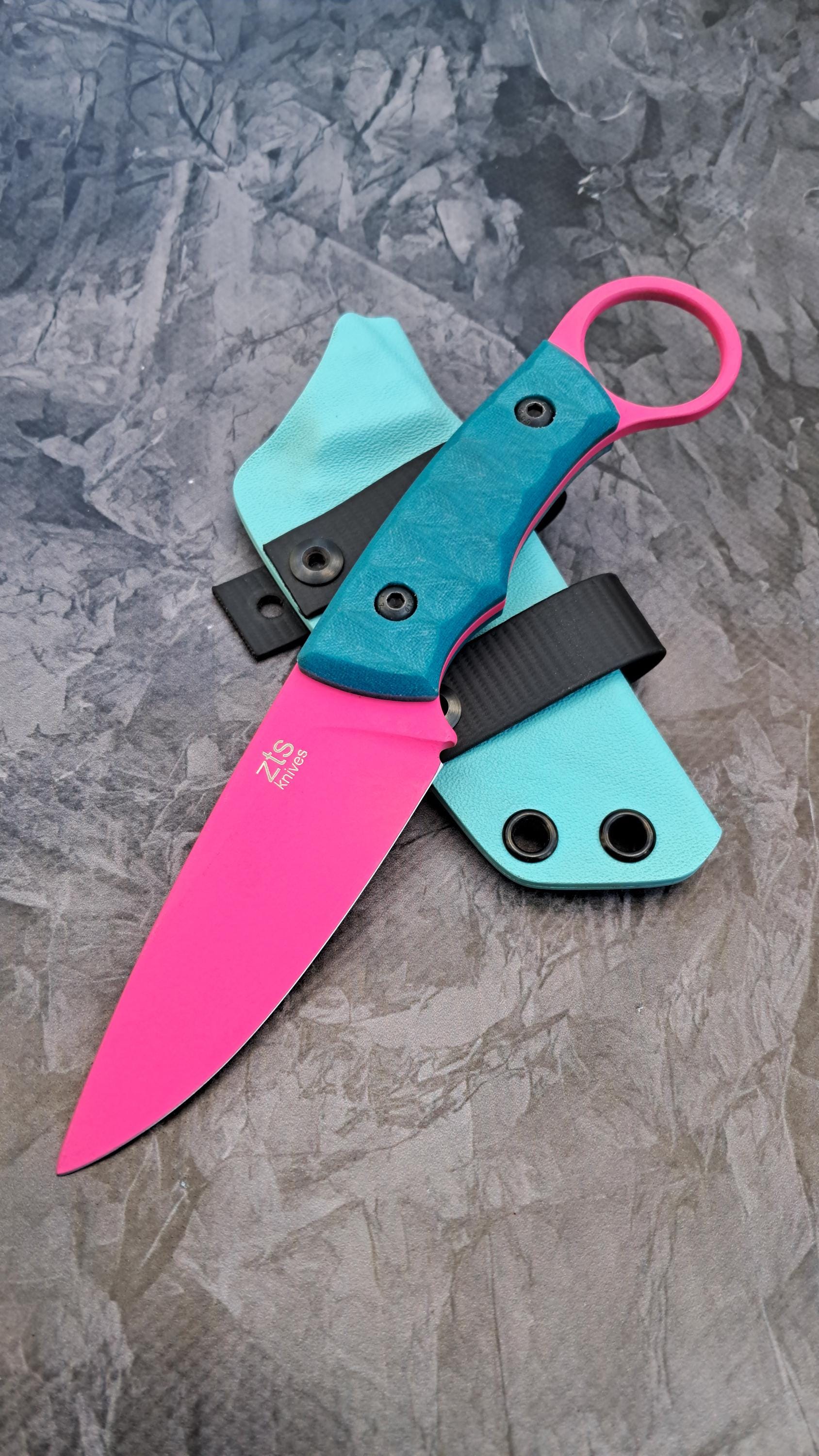 EDC Tactical Ring Knife Fixed Blade Handmade Micarta Handle Kydex ...