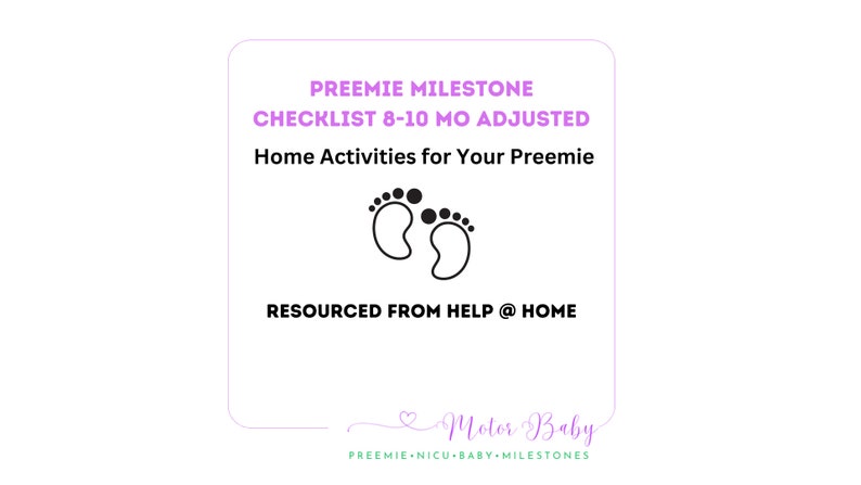 Preemie Motor Milestone Checklist 8-10 Adjusted Age - Etsy