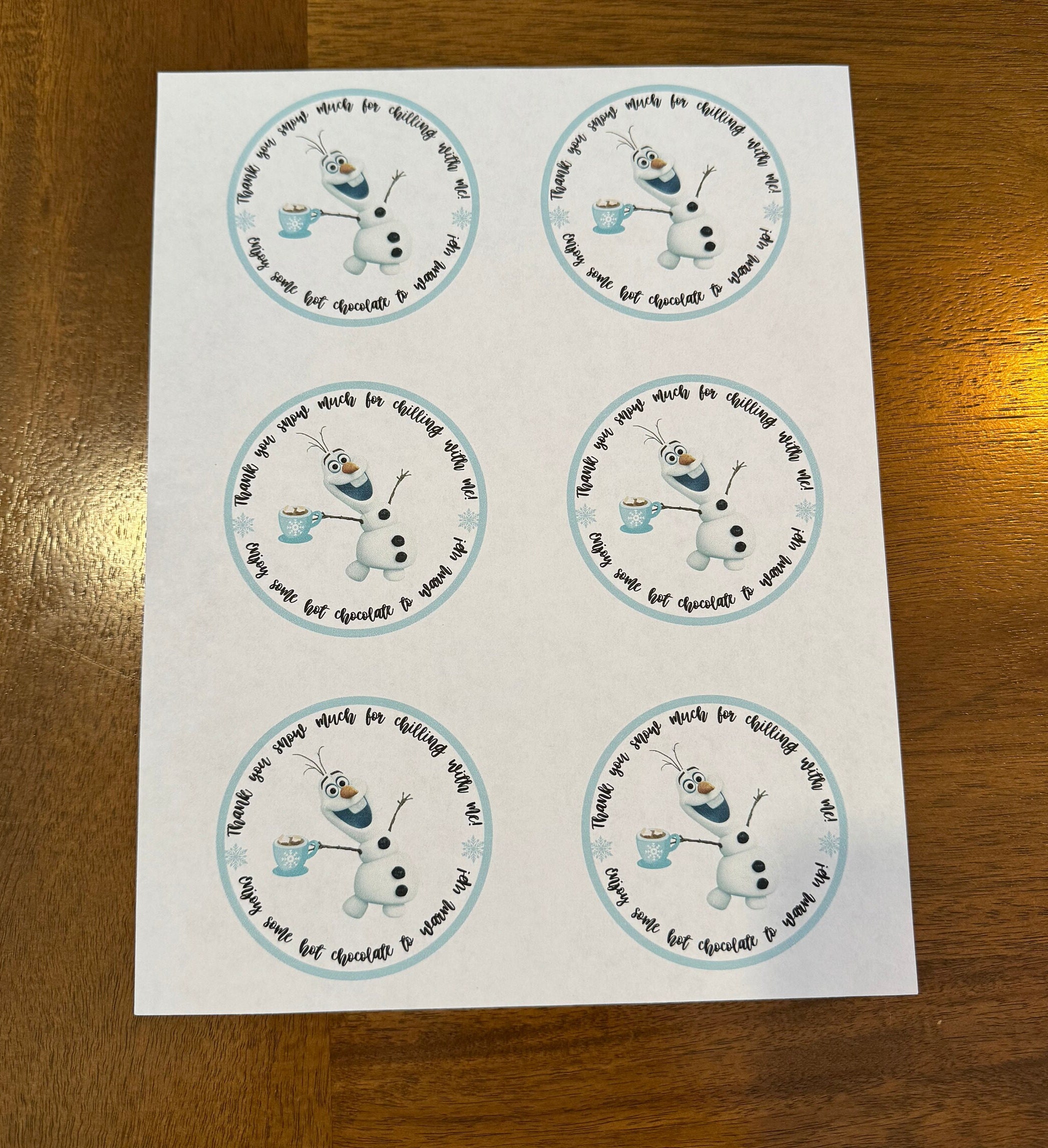 Frozen Themed Olaf Hot Chocolate Party Favor Tags - Etsy