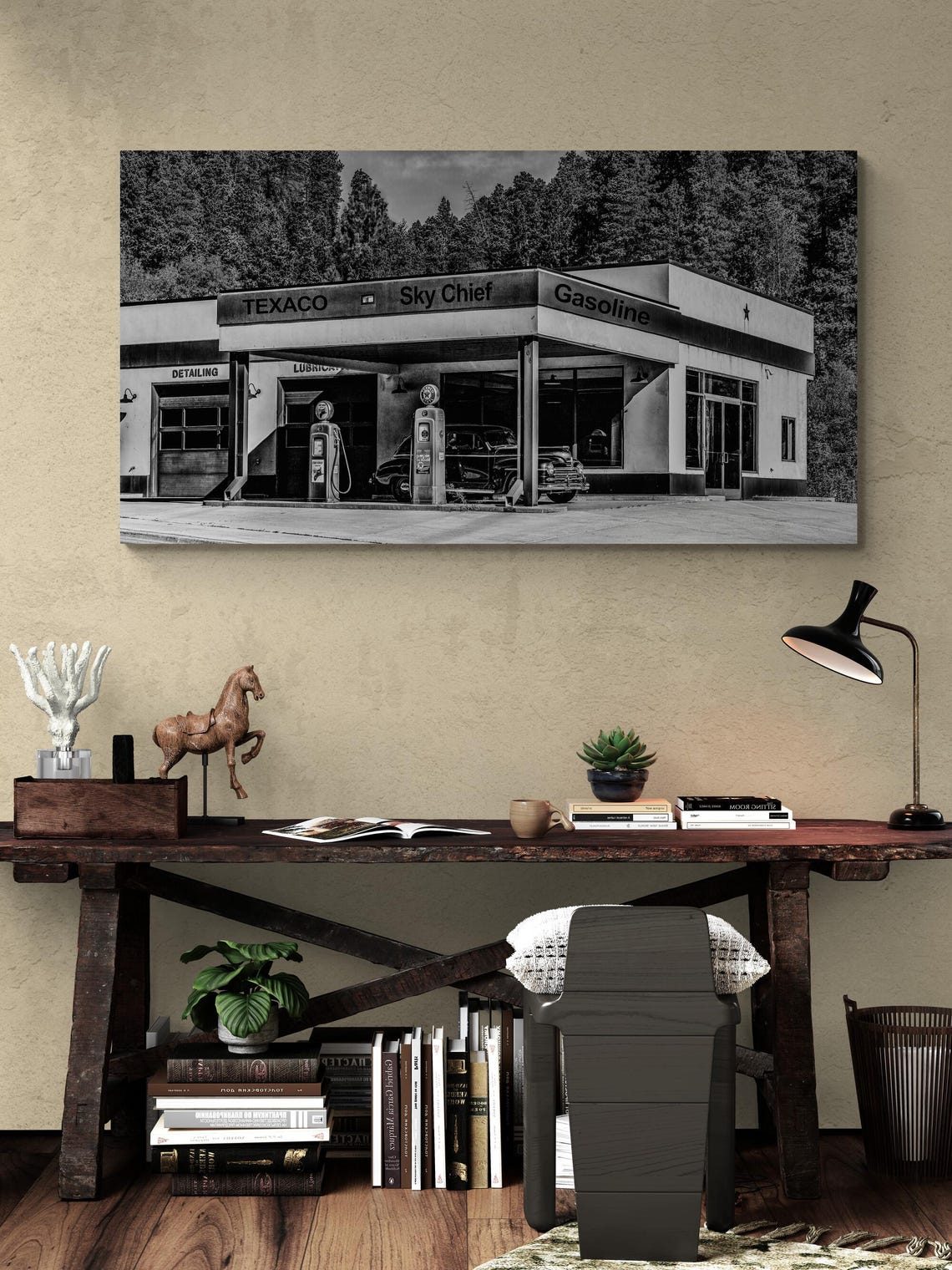 Vintage Gas Station Print: Black and White Rustic Photo - Etsy