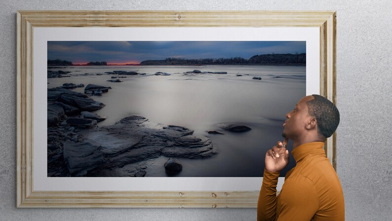 Long Sunset Print, Rustic Wall Art, Cabin Wall Decor, Rural River ...