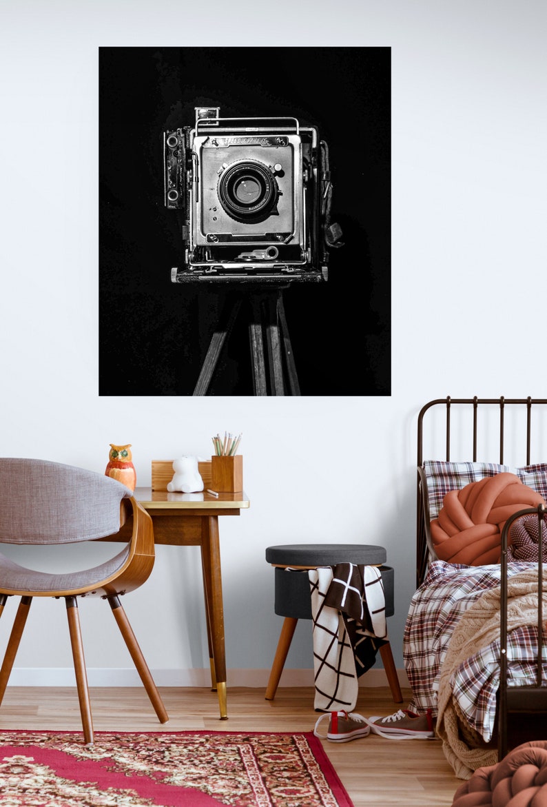 Vintage Camera Print, Black White Rustic Wall Art, Cabin Decor, Antique ...