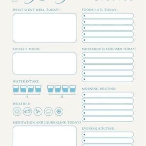 Printable Daily Wellness Journal Template - Etsy