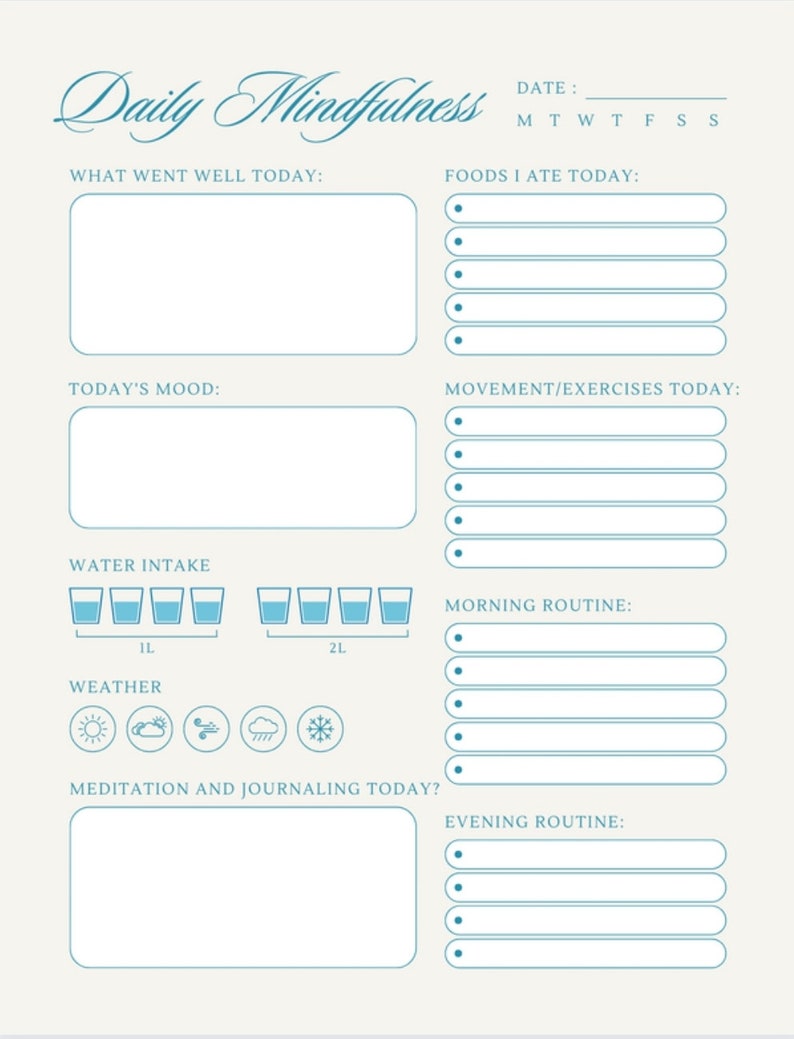 Printable Daily Wellness Journal Template - Etsy
