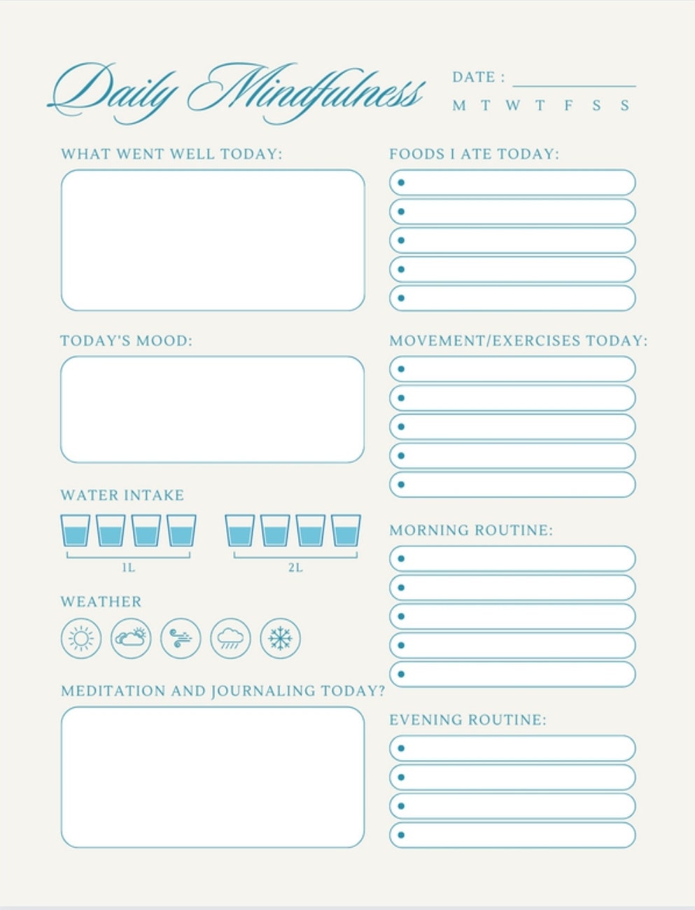 Printable Daily Wellness Journal Template - Etsy
