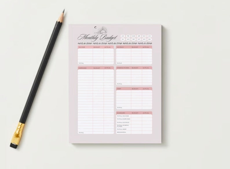 Printable Monthly Budget Planner - Etsy