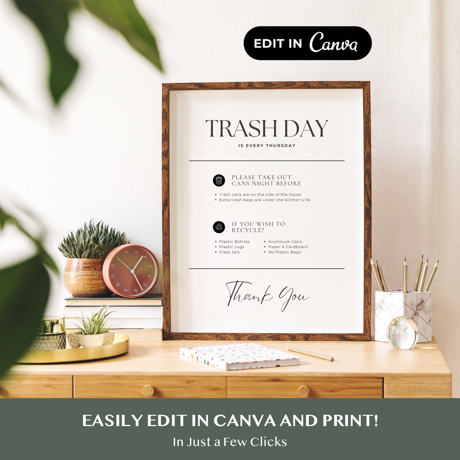 Editable Airbnb Trash Day Sign | Printable Short Term Rental Signs ...