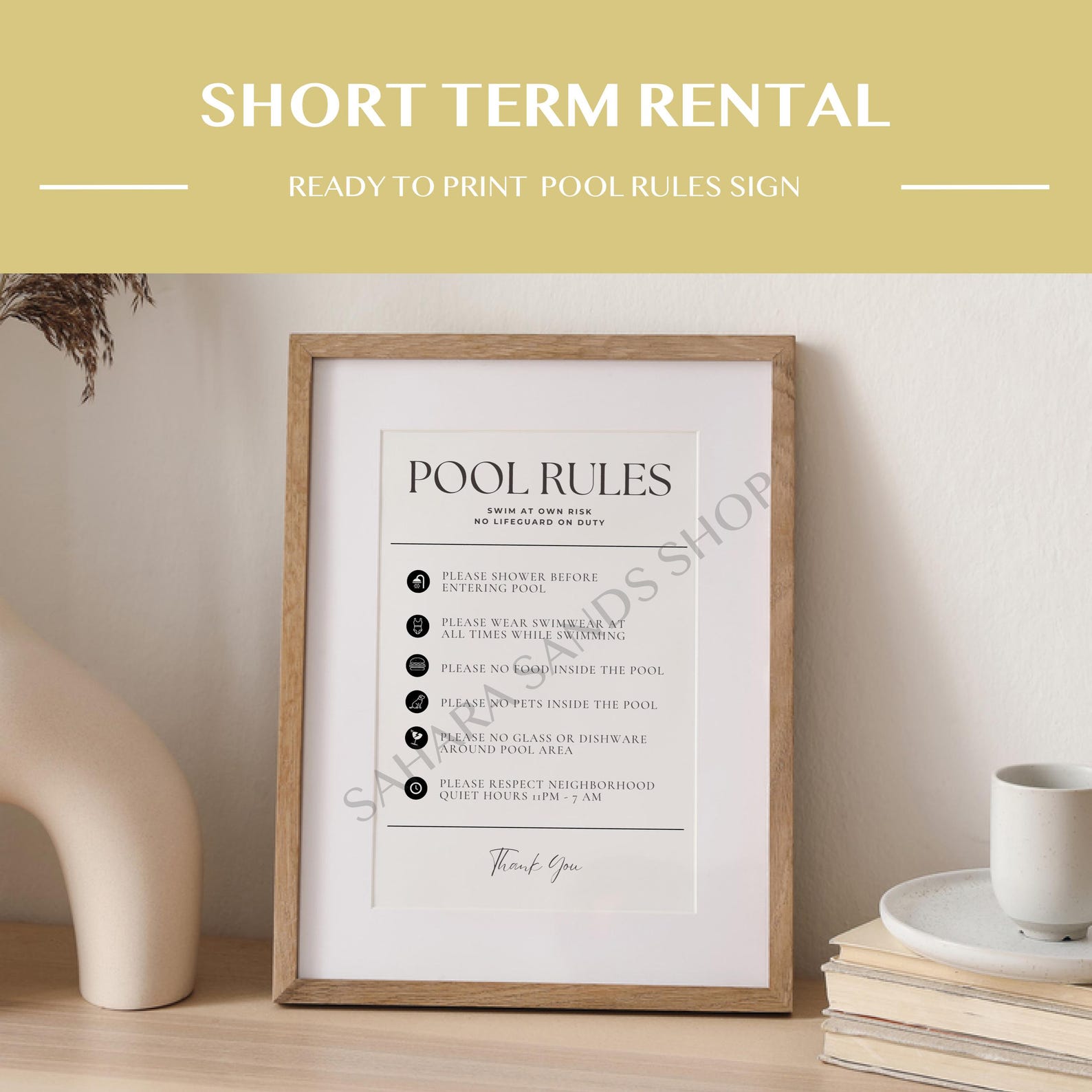 Pool Rules, Pool Sign for Airbnb or VRBO, Fully Customizable on Canva ...