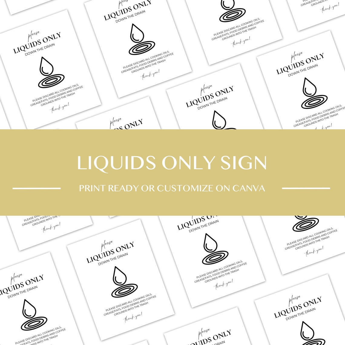 Airbnb Kitchen Sign Template, Liquids Only Sign, Kitchen Decor, Airbnb ...