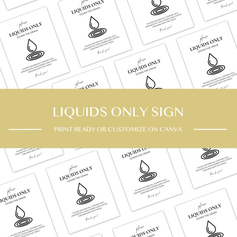 Airbnb Kitchen Sign Template, Liquids Only Sign, Kitchen Decor, Airbnb ...