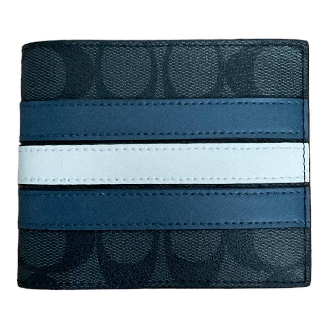 Coach Signature Canvas With Varsity Stripe Men's Wallet - Etsy