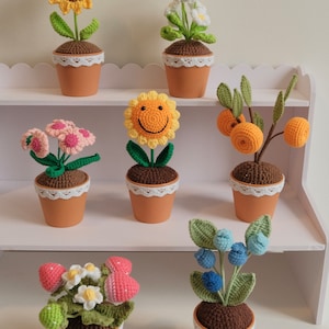 Crochet Plants, Crochet Flower Plants, Finished Houseplant Decor, Car ...