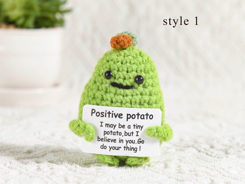 Cute Positive Potato Gift,handmade Crochet Positive Potato, Send a Hug ...
