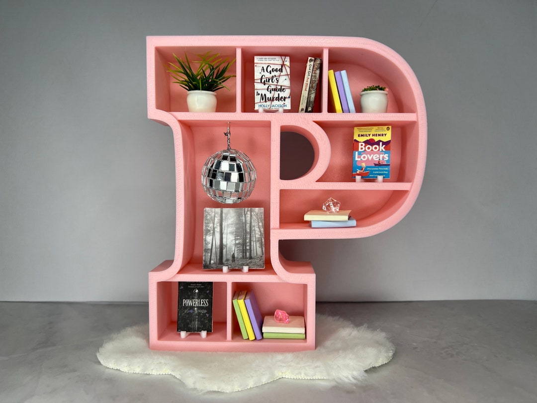 Custom Initial Bookshelf: Miniature Letter Bookcase, Personalized Decor ...