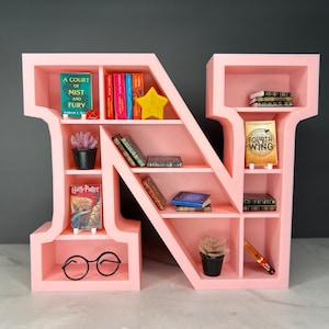 Custom Initial Bookshelf: Miniature Letter Bookcase, Personalized Decor ...