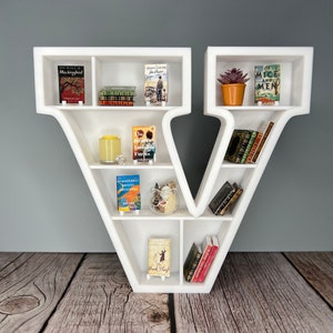 Custom Initial Bookshelf: Miniature Letter Bookcase, Personalized Decor ...