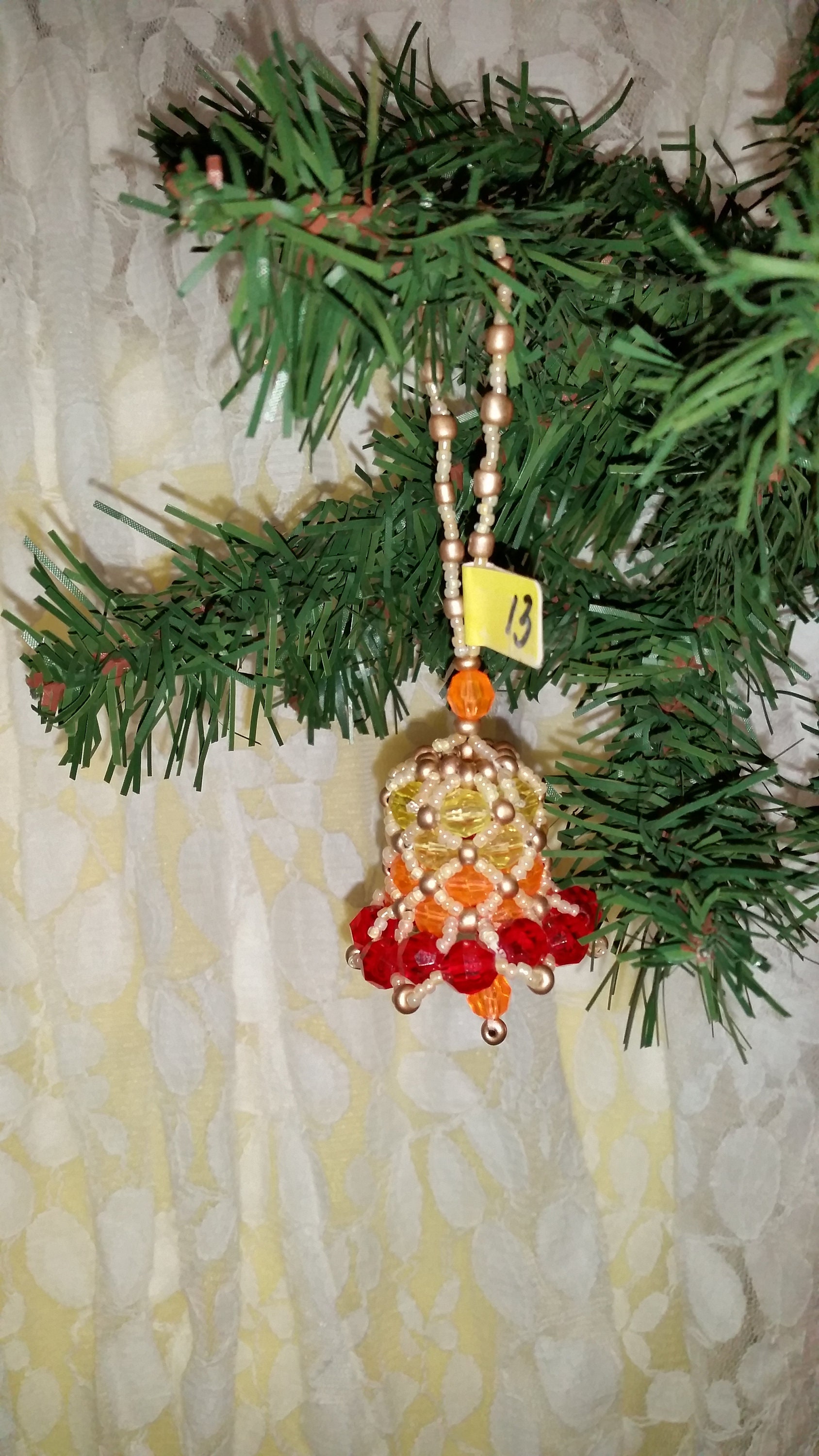 Handmade Beaded Bell Ornament - Etsy