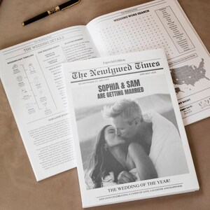 Printable Wedding Infographic, Editable Wedding Newspaper Program ...